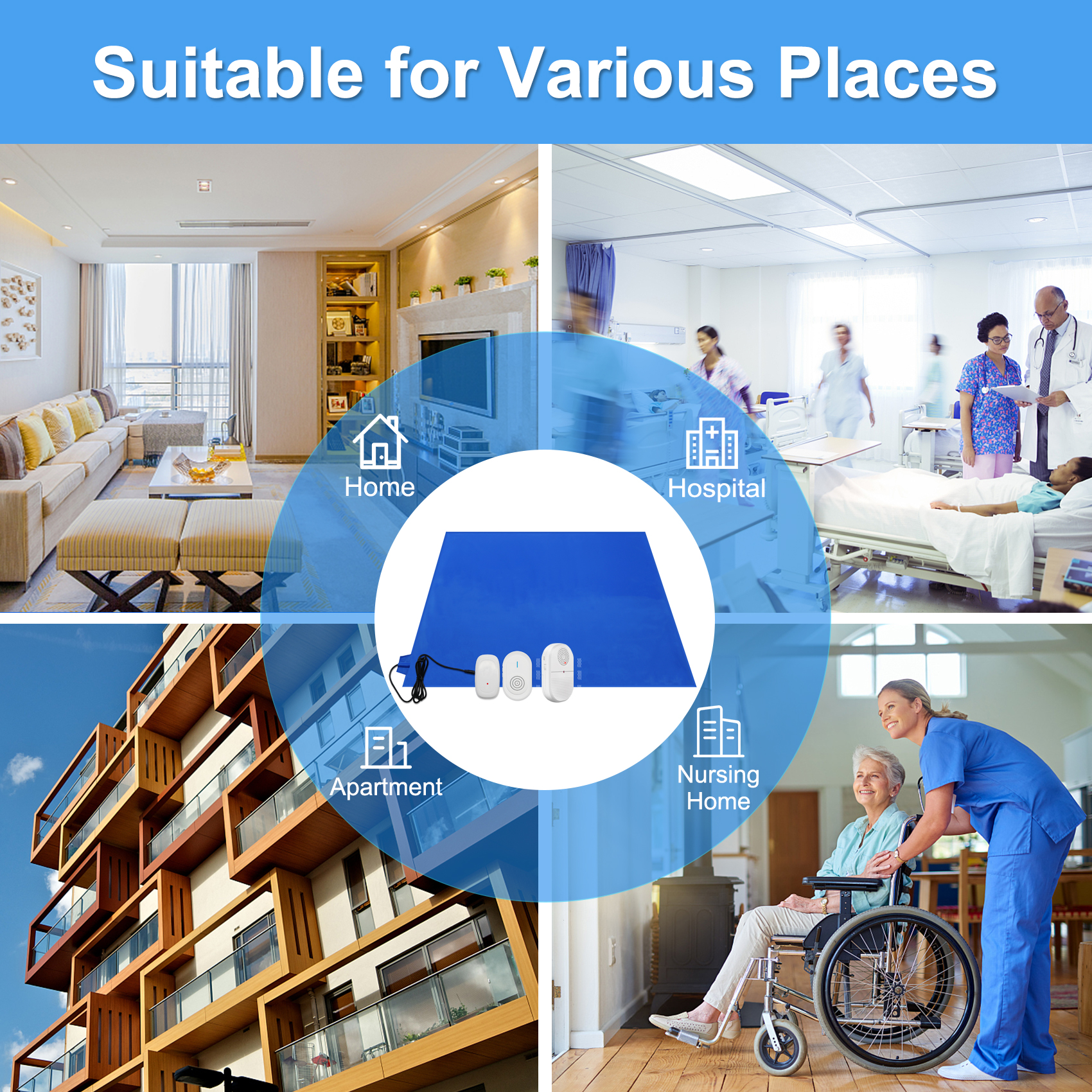 BP01+VP02+BT004 Bed Exit Fall Prevention Pad for elderly Assisted ...