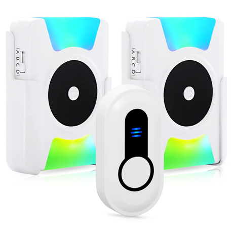 Daytech Wireless Doorbell Battery Operated Vibrating LED Flashing for ...