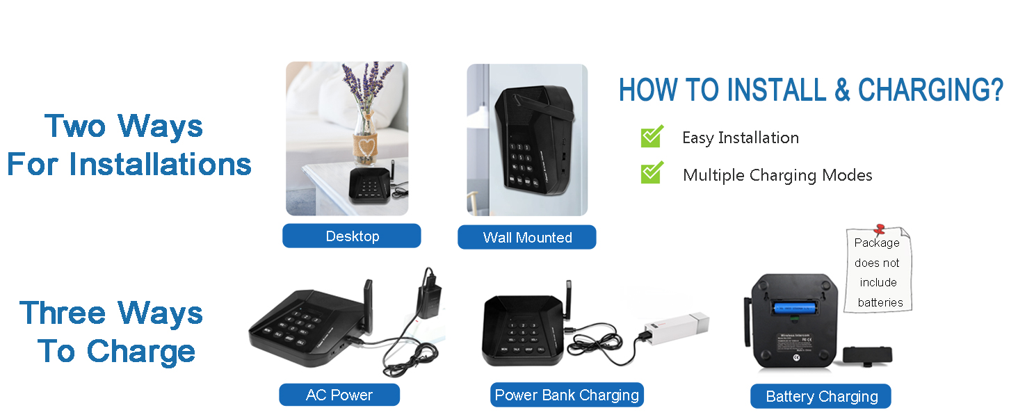 Wireless Intercom System 7 Channels 3 Code Security Intercom System for ...