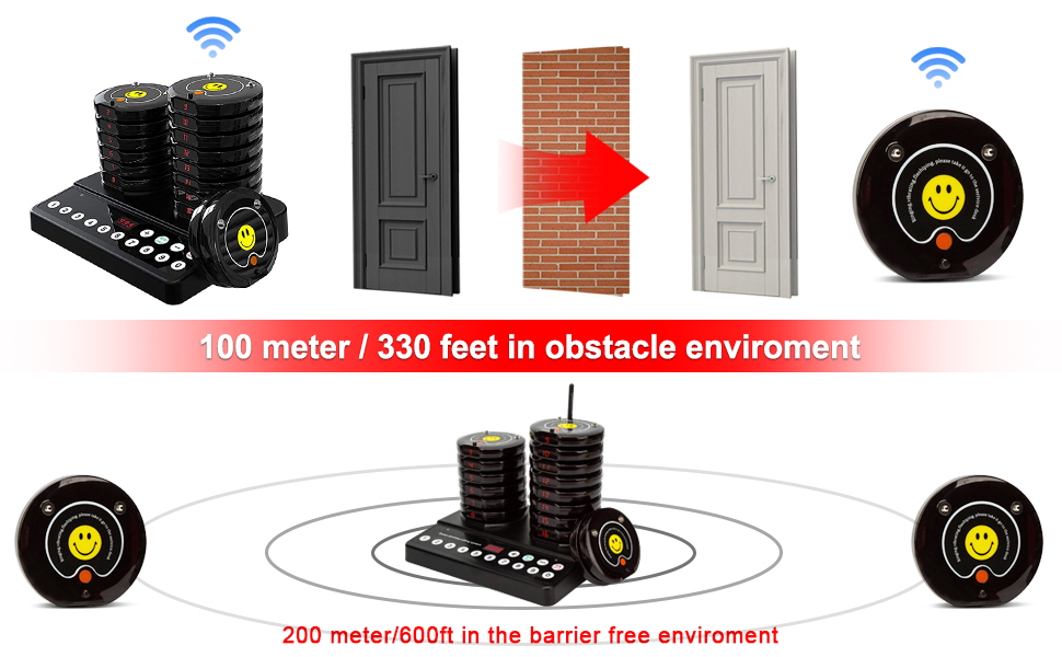 Daytech Restaurant Pager System Rechargeable Portable Paging System for ...