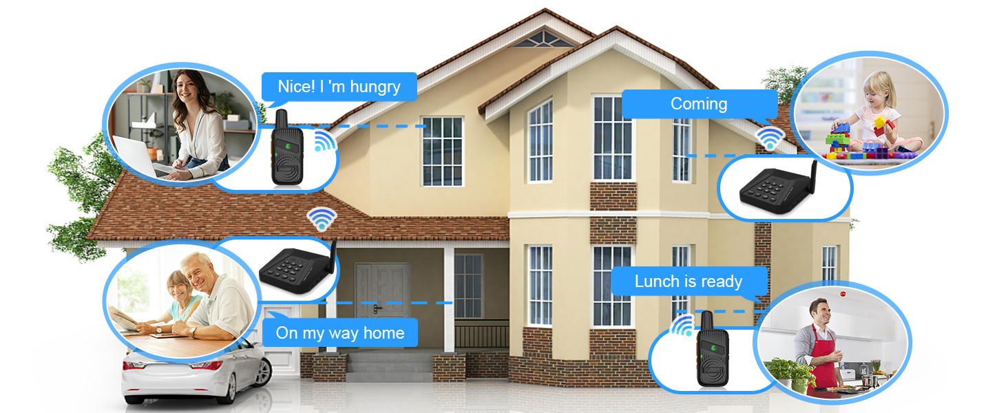 CI05 WT22 Daytech Rechargeable Wireless Intercoms 21 Channel walkie-talkie Battery Powered 1.5 ...