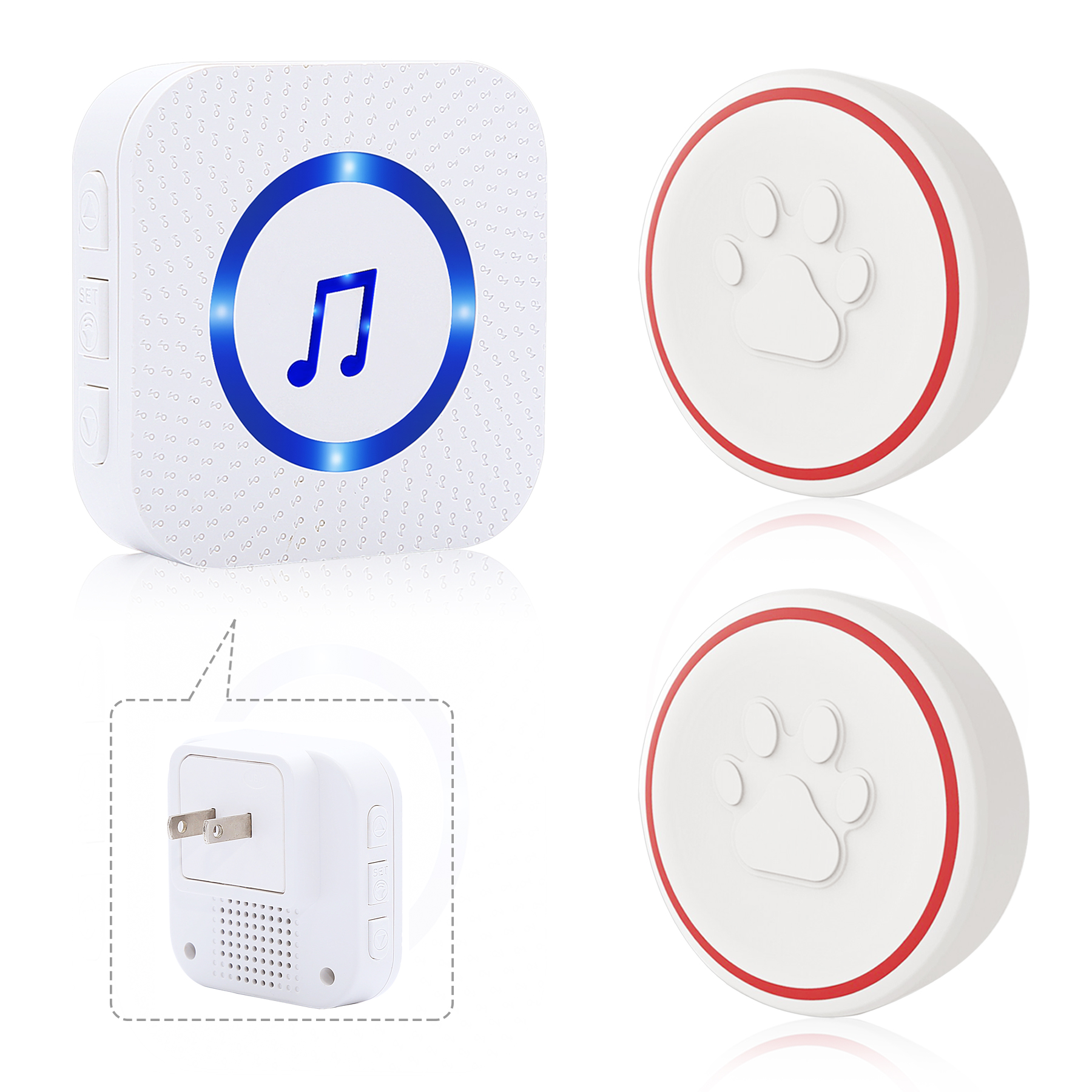 Pet go home doorbell Button with 38 Melodies 4 Volume Levels LED Flash ...